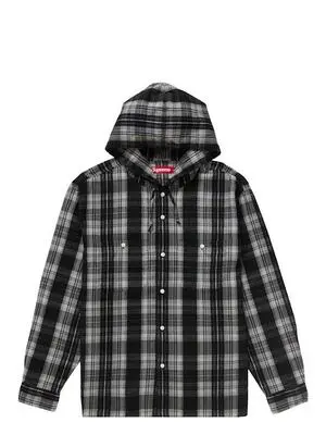 Supreme Printed Hooded Flannel Shirt - Black