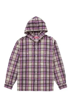 Supreme Printed Hooded Flannel Shirt - Pink