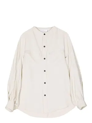 Toga Collarless Twill Shirt - Neutrals