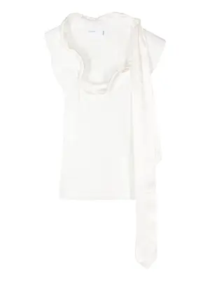 Toga Scarf-detail Ruffle-trim Blouse - White