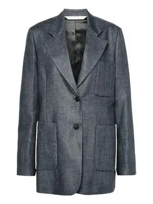 Palm Angels Single-breasted Linen Blazer - Grey