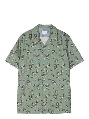 Paul Smith Graphic-print Organic Cotton Shirt - Green