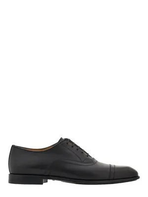 FERRAGAMO Toecapped Leather Oxford Shoes - Black