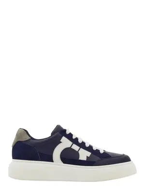 FERRAGAMO Gancini Leather Sneakers - Blue