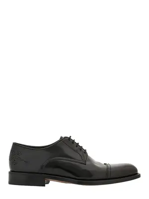 FERRAGAMO Perforated Leather Derby Shoes - Black