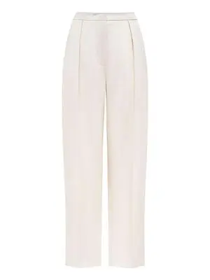 12 STOREEZ Pressed-crease Linen Trousers - White