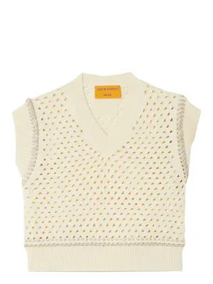 Guest In Residence Cropped Open-knit Vest - Cream