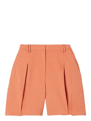 Another Tomorrow Pleated Crepe Shorts - Orange