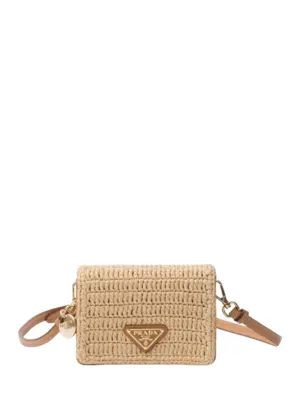 Prada Raffia Card Holder - Neutrals