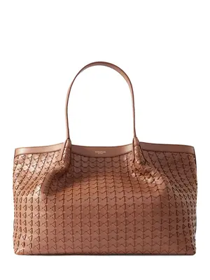 SERAPIAN Secret Large Woven Leather Tote - Brown