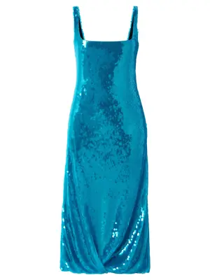 16Arlington Sidd Sequined Mesh Midi Dress - Blue