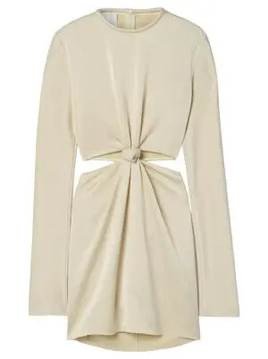 Nanushka Tazia Cutout Hammered-satin Mini Dress - Neutrals