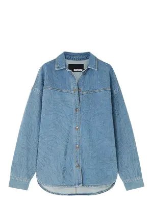 Remain Birger Christensen Oversized Embellished Denim Shirt - Blue