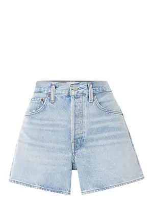 AGOLDE Parker Long Clean Denim Shorts - Blue