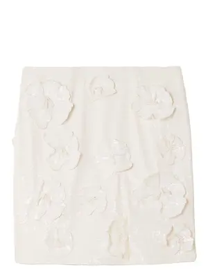 Remain Birger Christensen Appliquéd Sequined Mini Skirt - Ivory