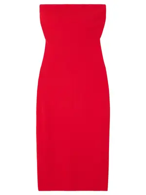 Staud Canna Strapless Midi Dress - Red