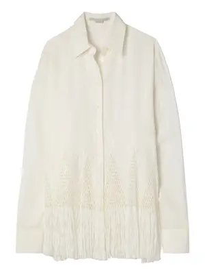 Stella McCartney Macramé-trimmed Fil Coupé Crepe Shirt - Off-white