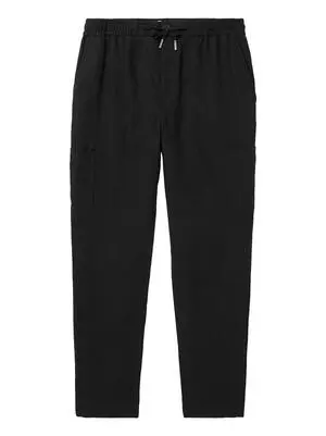 Mr P. Tapered Linen Cargo Trousers - Black