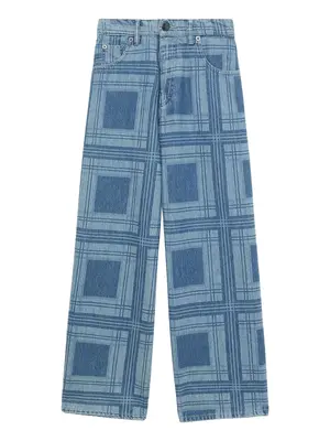 CHARLES JEFFREY Tartan Wide-leg Jeans - Blue