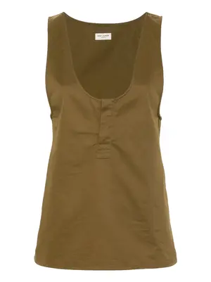 Saint Laurent Twill-weave Sleeveless Top - Green