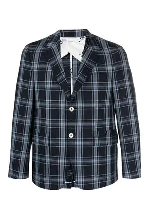 Thom Browne Checked Virgin Wool Blend Blazer - Blue