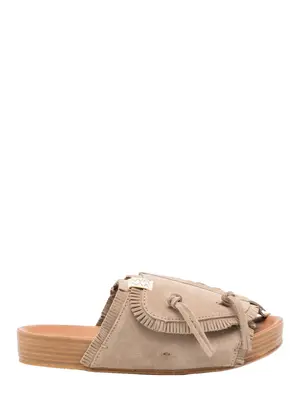 Visvim Visvim Christo Shaman Folk Suede Slides Neutrals