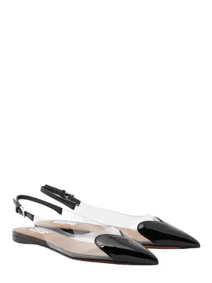 KALAIA Noir Leather And PU Slingback Flats Black