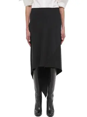 Helmut Lang Scarf Hem Virgin Wool Maxi Skirt Black