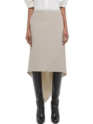 Helmut Lang Scarf Hem Virgin Wool Maxi Skirt - Sand