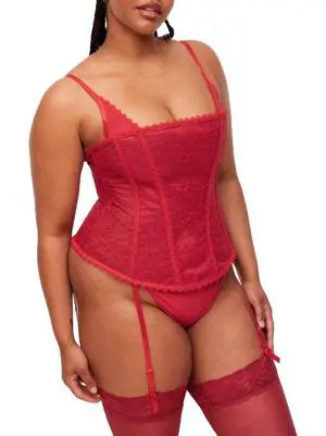 ADORE ME Lace Corset And G-string Set - Dark Red