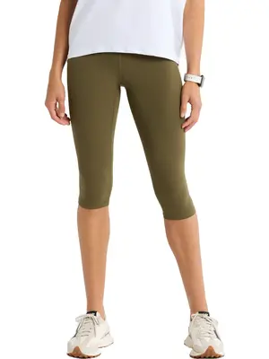 Zella Studio Luxe High Waist Capri Leggings Olive Night