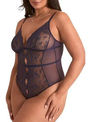 ADORE ME Rosie Crotchless Bodysuit Lingerie - Dark Purple