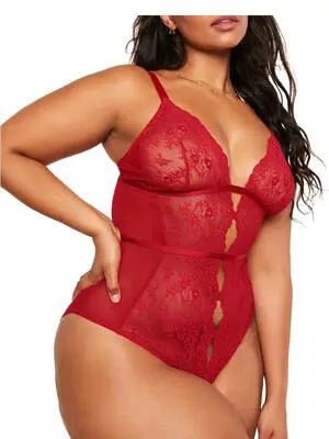 ADORE ME Rosie Crotchless Bodysuit Lingerie - Deep Red