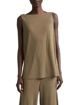 Lafayette 148 New York Sleeveless Boat Neck Top - Concrete