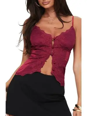 Princess Polly Juliana Lace & Satin Camisole - Dark Red