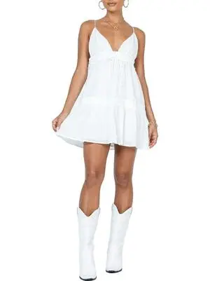 Princess Polly Dionne Cotton Babydoll Mini Dress - White