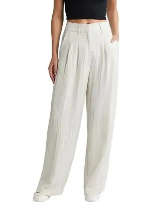 NOISY MAY Amanda High Waist Wide Leg Pants - Pearled Ivory