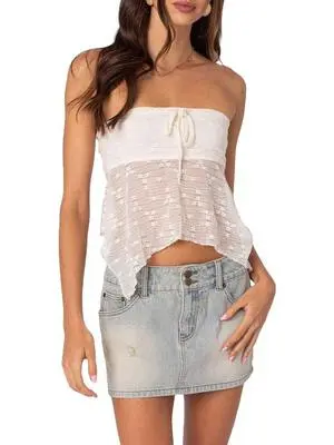 EDIKTED Embroidered Strapless Top - Cream