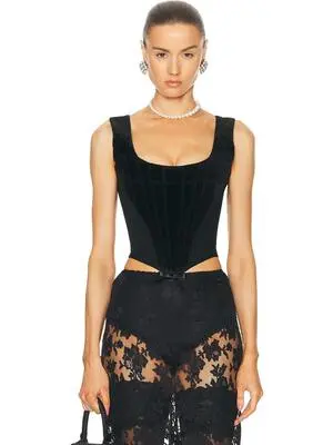 VIVIENNE WESTWOOD Vintage 1990s Velvet Bustier Top - Black