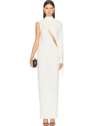 Atlein One Shoulder Cut Out Draped Dress - Coa Off White