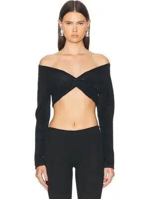 Atlein Draped Sleeveless Pleated Top - Black
