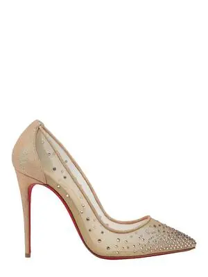 CHRISTIAN LOUBOUTIN Follies 100mm Mesh Strass Pumps - Beige