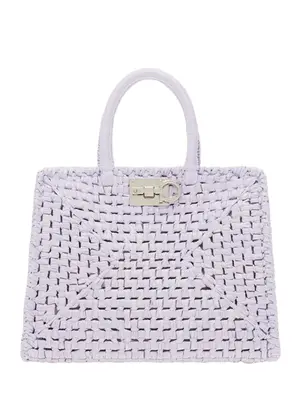 FERRAGAMO Studio Box Raffia Bag Natural