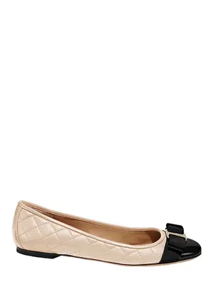 FERRAGAMO Quilted Varina Ballerina Flats - Natural