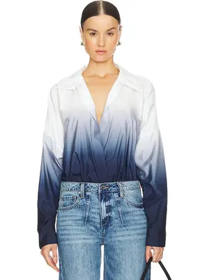Norma Kamali Norma Kamali Super Oversized Boyfriend Shirt Bodysuit True Navy Ombre