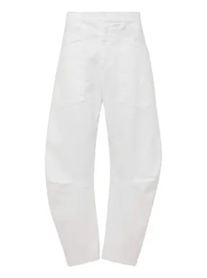 NILI LOTAN Shon Cotton Twill Barrel-leg Pants - White