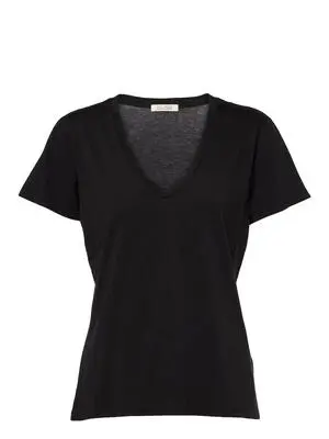 NILI LOTAN Nili Lotan Carol Cotton Jersey V-Neck T-Shirt In Jet Black Black