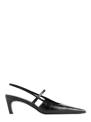 TOTEME Croco-embossed Slingbacks - Black