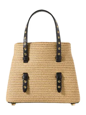Alaïa Alaïa Mina 16 Micro Eyelet-Embellished Raffia Tote Neutral