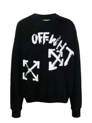 Off-White Paint Script Skate Crewneck Sweatshirt - Black/ White
